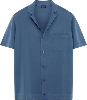 Drumohr Homme, Chemises, Bleu, Taille: M Chemise Tricot Manches Courtes