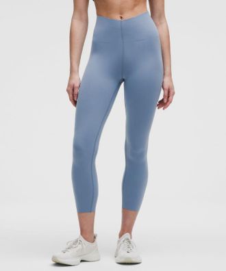 lululemon Glow Up Crop Leggings mit superhohem Bund f&uuml;r Frauen - 58 cm - Gr&ouml;&szlig;e 10 in Washed Denim