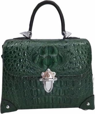 Generic Sac cabas pour femme, cr&eacute;ateur de mode, en cuir de crocodile v&eacute;ritable, petit sac &agrave; main prune pour femme, en cuir dalligator v&eacute;ritable, orn&eacute; de clous