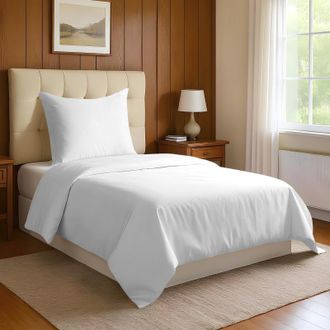 Pizuna 800 Fadenzahl aus Baumwolle Bettw&auml;sche Wei&szlig;, 100% Langstaple Baumwolle Bettbezug und Kissenbezug, Mako Satin 2-Teilig Bettw&auml;scheset 140x200 + 70x90 We