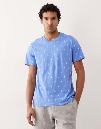 Polo Ralph Lauren T-shirt confort avec logo embl&eacute;matique sur lensemble - Bleu moyen-Noir