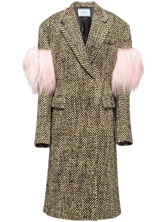 Prada manteau crois&eacute; &agrave; motif de chevrons - Noir