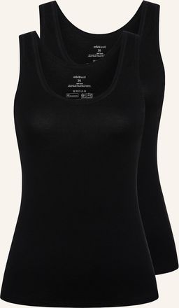 erlich textil Erlich Textil 2er Pack Light Touch Tanktop Mit Weichem Lyocell, Seidig Fein Elastisch schwarz