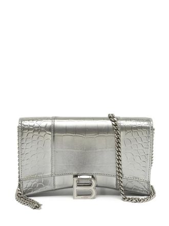 Balenciaga sac &agrave; bandouli&egrave;re Hourglass en cuir - Argent