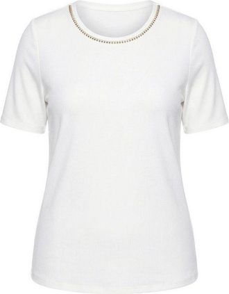 Ulla Popken T-Shirt T-Shirt Lyocell Ziersteine Rundhals Halbarm