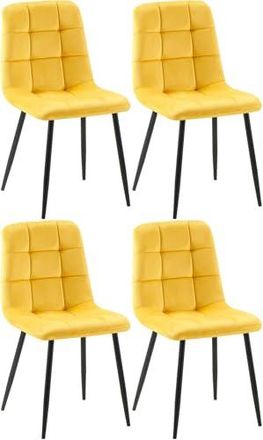Clp Lot de 4 chaises de Salle à Manger Antibes I Chaises de Cuisine garnies de Velours I avec Protections de Sol, Couleur:Jaune
