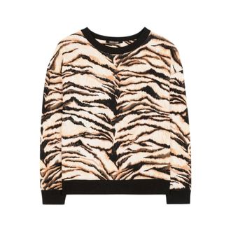 Roberto Cavalli Femme, Sweatshirts et sweats &agrave; capuche, Multicolore, Taille: 38 FR SweaT-shirt imprim&eacute; Freedom &agrave; col rond et manches longues