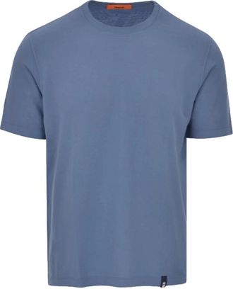 Drumohr Homme, Tops, Bleu, Taille: XL T-shirt en coton &agrave; col rond