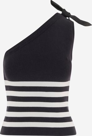 Patou Haut asym&eacute;trique &agrave; motif ray&eacute;