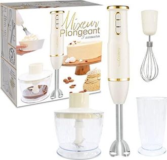 ScrapCooking SCRAP COOKING Mixeur Plongeant Multifonctions 3-en-1 : Blender, Fouet & Hachoir &Eacute;lectrique - Mixer Batteur Plongeur avec Accessoires - Pour P&acirc;tisserie