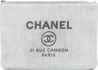 Chanel Grey Large Tweed Deauville O Case Clutch