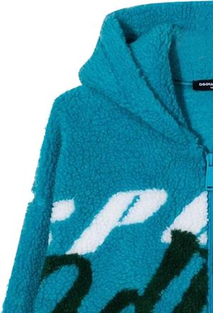 Dsquared2 Zip Hoodie Jacquard Fur Sweatshirt - Azure