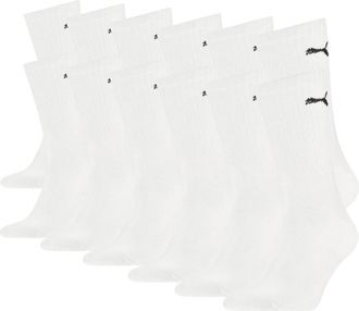 Puma Unisex Crew Tennissocken Sportsocken Socken für Damen Herren 6 Paar, Farbe:300 - white, Socken & Strümpfe:35-38