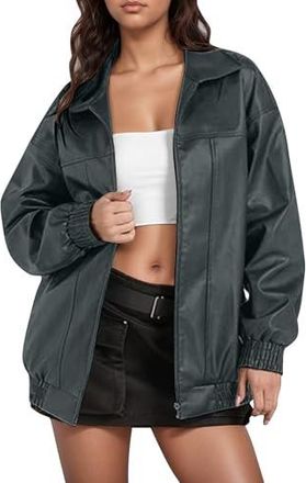 Generic Vestes pour femmes 2026 Veste &agrave; manches longues avec fermeture &eacute;clair et poche lat&eacute;rale, Vert, XXL