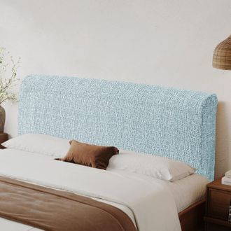 Generic Leinenstruktur Bettkopfteil Bezug Verdickte R&uuml;ckenlehne Universell passender Staubschutz f&uuml;r Kopfteil Bezug Polsterbetten Blau 110-140