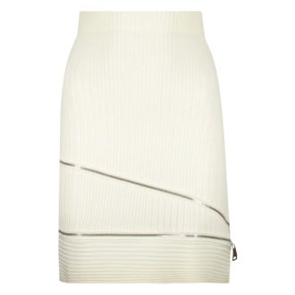 ADĀMO Andrea Adamo Femme, Jupes, Blanc, Taille: 38 FR Jupe Mini Tricotée Côtelée avec Zips