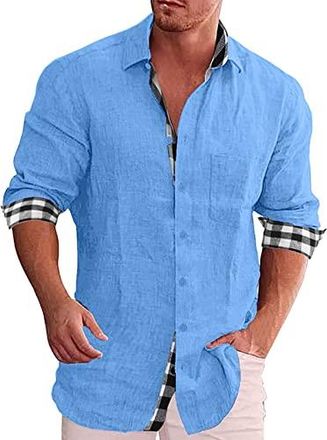 Generic Chemise &agrave; carreaux &agrave; manches longues pour homme, chemise boutonn&eacute;e &agrave; carreaux pour homme, chemises tendance, chemises polyvalentes et l&eacute;g&egrave;res, d&eacute;contr