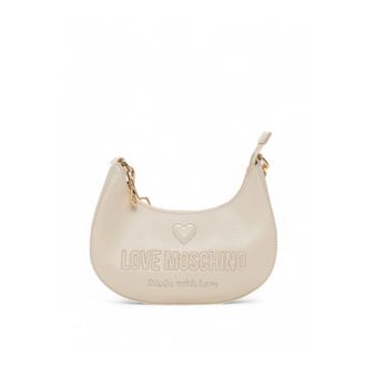 Love Moschino Femme, Sacs, Beige, Taille: ONE Size Sac à bandoulière en forme de lune avec logo zip