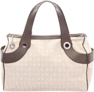 Bulgari Sac &agrave; main Pre-owned Logo Mania en cuir et toile - Femme - Pre-owned - Beige - Taille: ONE Size