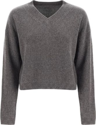 Liviana Conti Pull &agrave; col en V - Femme - Pulls - Gris - Taille: 40 FR