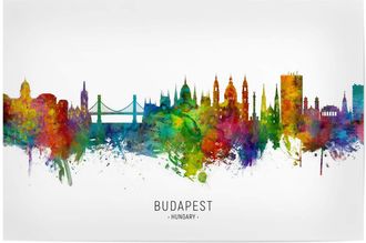 artboxONE Poster 30x20 cm St&auml;dte/Budapest Budapest Hungary Skyline txt - Bild Budapest Cityscape Hungary