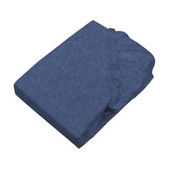 Setex Feinbiber Spannbettlaken Melange, 160 x200 cm gro&szlig;es Spannbetttuch, ca. 90% Baumwolle/ca. 10% Polyester, Bettlaken in Marineblau