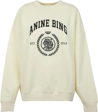Anine Bing Femme, Sweatshirts et sweats &agrave; capuche, Beige, Taille: 38 FR SweaT-shirt Graphique Brod&eacute;