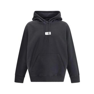 Maison Margiela Homme, Sweatshirts et sweats &agrave; capuche, Noir, Taille: M Sweat &agrave; capuche en coton avec surpiq&ucirc;res contrast&eacute;es