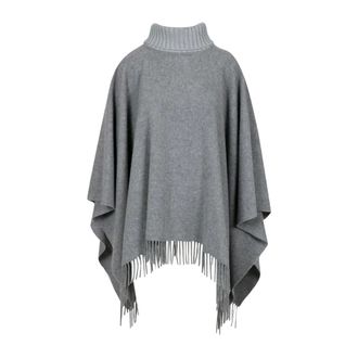 Gran Sasso Femme, Vestes, Gris, Taille: 38 FR Cape &agrave; Franges Sans Manches
