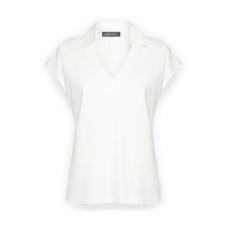 Elena Miro T-Shirt mit Kragen und V-Ausschnitt - - Blouses & Shirts - Damen - Wei&szlig; - XS