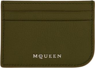 Alexander McQueen Calf Leather Card Case - Green