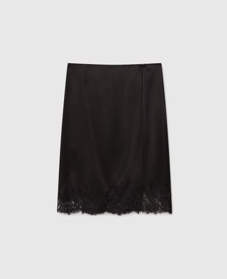 Stella McCartney Lace Satin Midi Skirt, Woman, Black, Size: 48