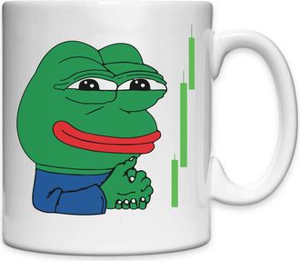 Generic Funny Stock Trader Pepe The Frog Meme Art Keramik Tee Kaffeebecher Weiß