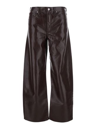 A Gold E Ecoleather Five-Pocket Trousers - Brown