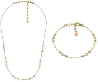 Emporio Armani Femme Collier et Bracelet en Argent Sterling Doré, Ensemble