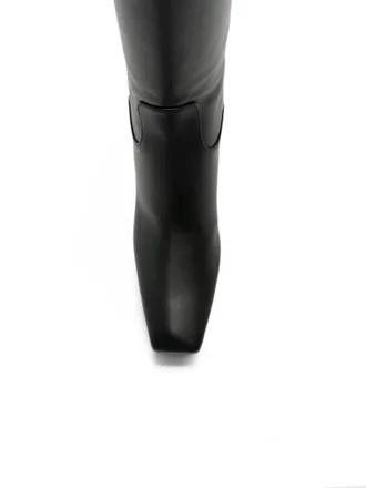 Sergio Rossi Square-Toe Leather Boot - Black