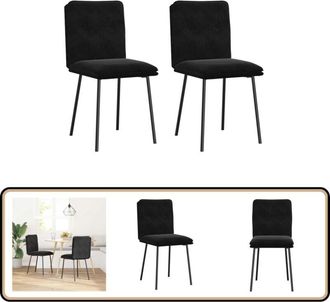 vidaXL Esszimmerstühle 2 Stk. Schwarz Samt - Vidaxl