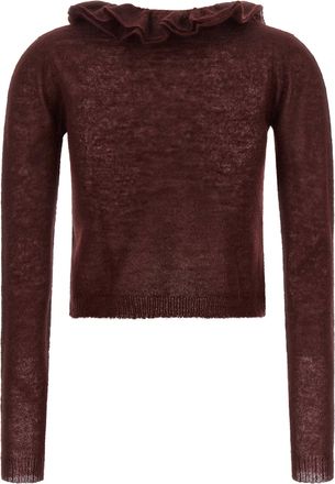 Alberta Ferretti Ruffled Mohair Blend Sweater - Burgundy