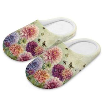 Coloranimal Chaussons de spa pour invit&eacute;s - Jetables et r&eacute;utilisables - Antid&eacute;rapants - Bout ferm&eacute;, Chrysanth&egrave;me., 35.5/36.5 EU
