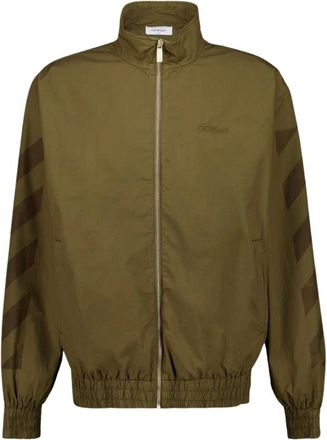 Off-white Homme, Vestes, Vert, Taille: XS Diagonal Cotton Tracktop