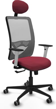 Piqueras y Crespo Schreibtischstuhl Zulema, h&ouml;henverstellbare Lendenwirbelst&uuml;tze und festes Kopfteil, ausgestattet mit 3 Positionen und Schneidschaum, Grau/Granatrot