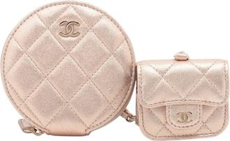 Chanel porte-monnaie matelassé à logo CC (2021-2025) - Rose