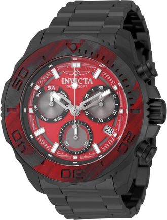 Invicta Carbon Hawk 51081 Herrenuhr - Quarzwerk - Edelstahl mit rotem Zifferblatt - 48.00 mm