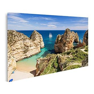Islandburner Tableau sur toile Belle plage Ville de Lagos R&eacute;gion Algarve Portugal Belle baie Cadre Affiche Poster Murale Tableaux