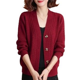 Generic Pull ample &agrave; col en V pour femme avec col en V, Bordeaux, XS