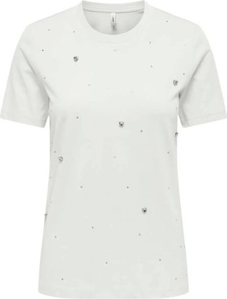 Only Only, Femme, Tops, Blanc, Taille: 42 FR Filizza Life S/S Stone Top Box JRS