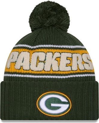 New Era Green Bay Packers NFL 2024 Sideline Sport Knit Grün Bommelmütze - One-Size