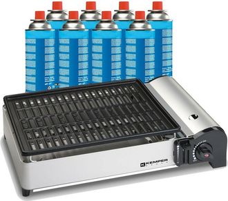 Kemper Kemper - Barbecue à gaz 1900W Grille anti adhesive + 8 Cartouches gaz