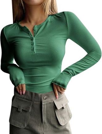 Generic Haut basique &agrave; manches longues pour femme - Coupe ample - Col rond - Confortable - Doux - Sous-v&ecirc;tement tendance - Couleur unie - Coupe ajust&eacute;e - Tuni
