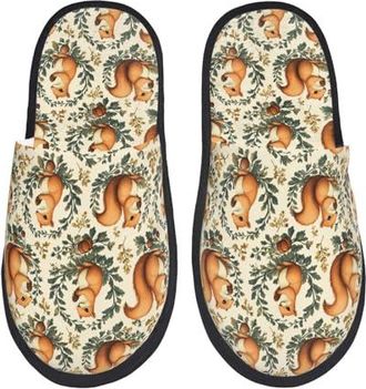 Generic Chaussons Femme Homme Imprimé Écureuil Mignon Chaussons DIntérieur Automne Hiver Antidérapantes Chaude Pantoufles, Pour Mariage, Intérieur Extérieur, 